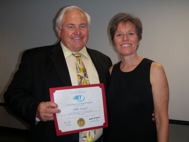 ARSLegal, Inc. A Legal Copy Service - JET File Certificate of Appreciation